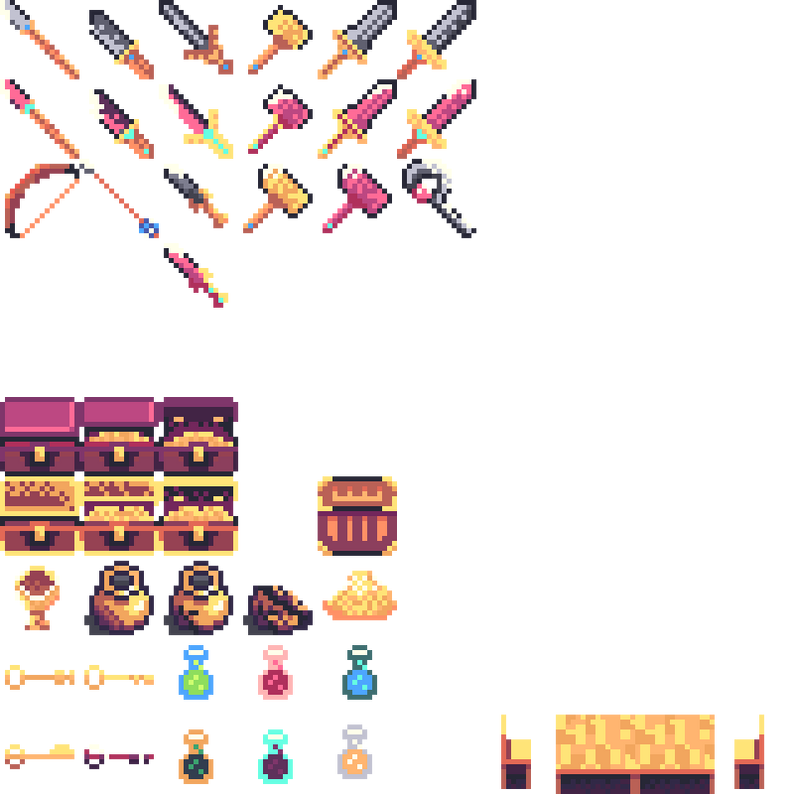 16x16 Dungeon Tiles, Walls, Items, and Sprites by Embey