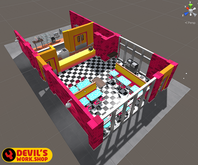 Low Poly Fast Food Restaurant by DevilsWork.shop