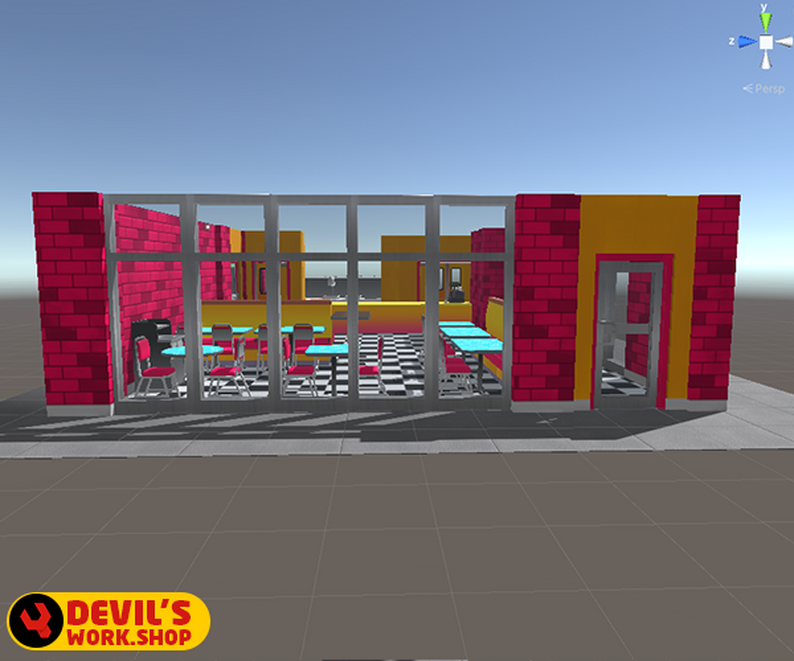 Low Poly Fast Food Restaurant by DevilsWork.shop