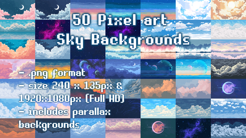 Pixel Skies - Pixel art Sky Background pack by Digital Moons