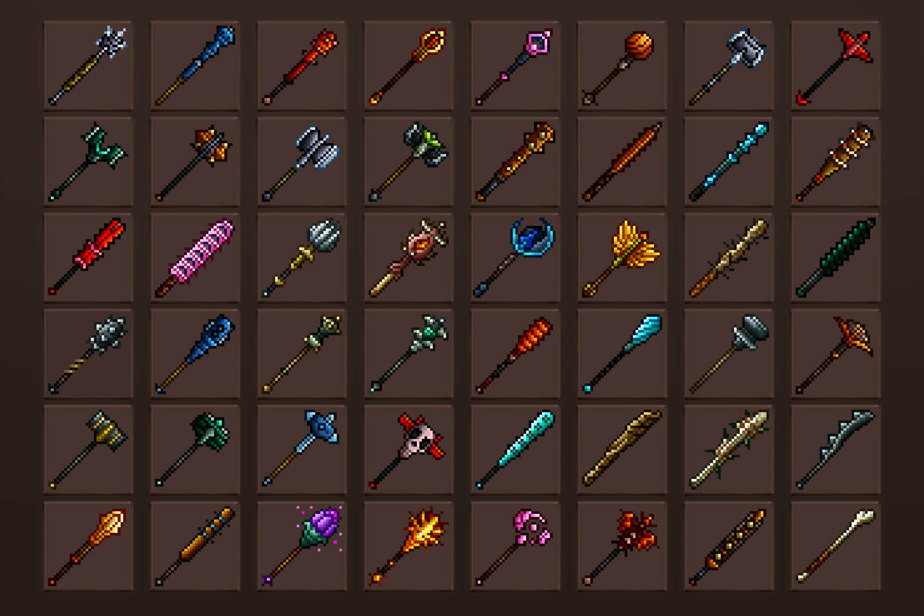 48 Mace Pixel Art Icons by Free Game Assets (GUI, Sprite, Tilesets)