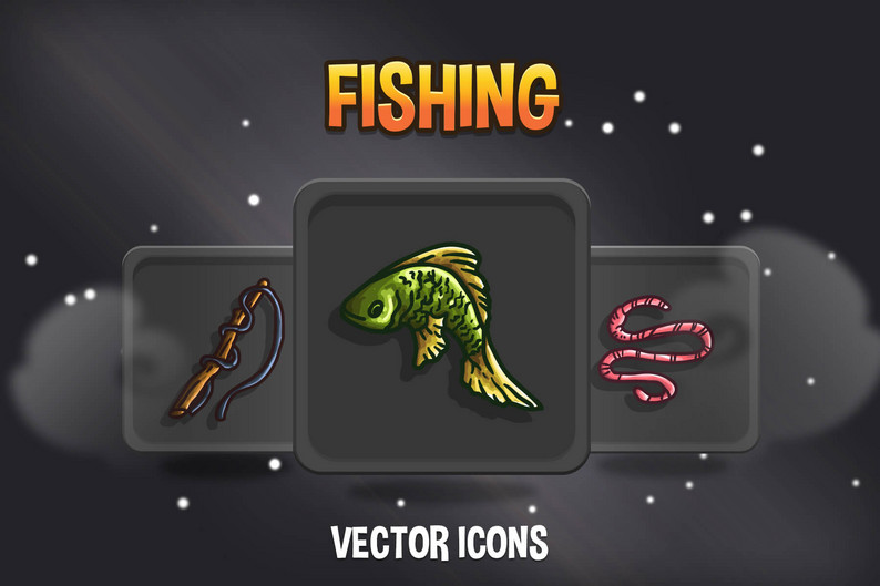 RPG Fishing Game Icons by Free Game Assets (GUI, Sprite, Tilesets)
