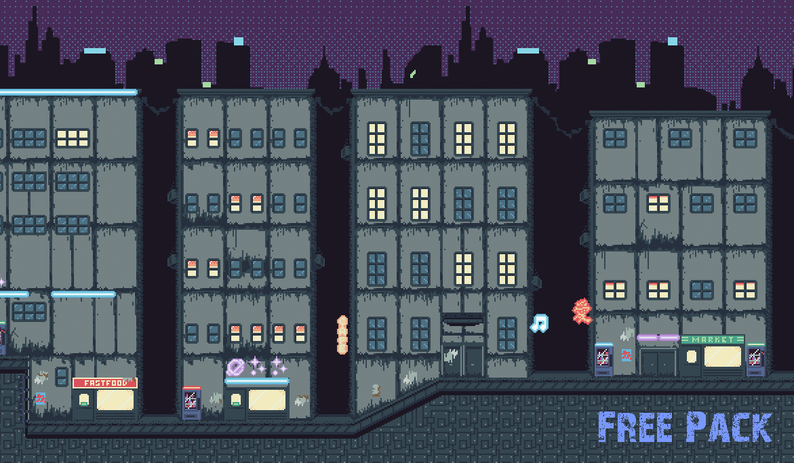 Neon City Pixel Art Asset by Coloritmic