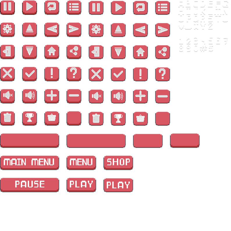 Pixel buttons 32x32 and font by LimB0