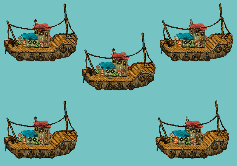 Pixel Art Boat And Waves by Tiago Melo