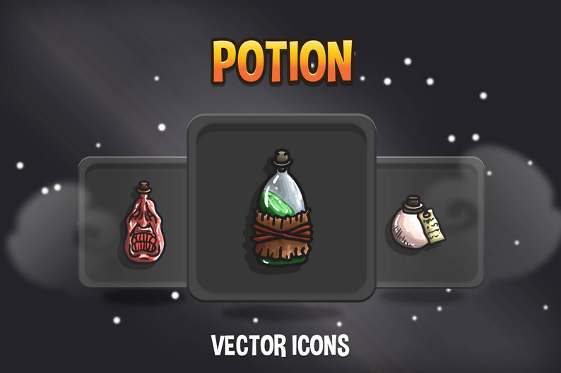 48 Potion RPG Icons by Free Game Assets (GUI, Sprite, Tilesets)