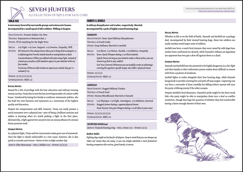 Seven Hunters: A Fate Supplement by A.C. Luke