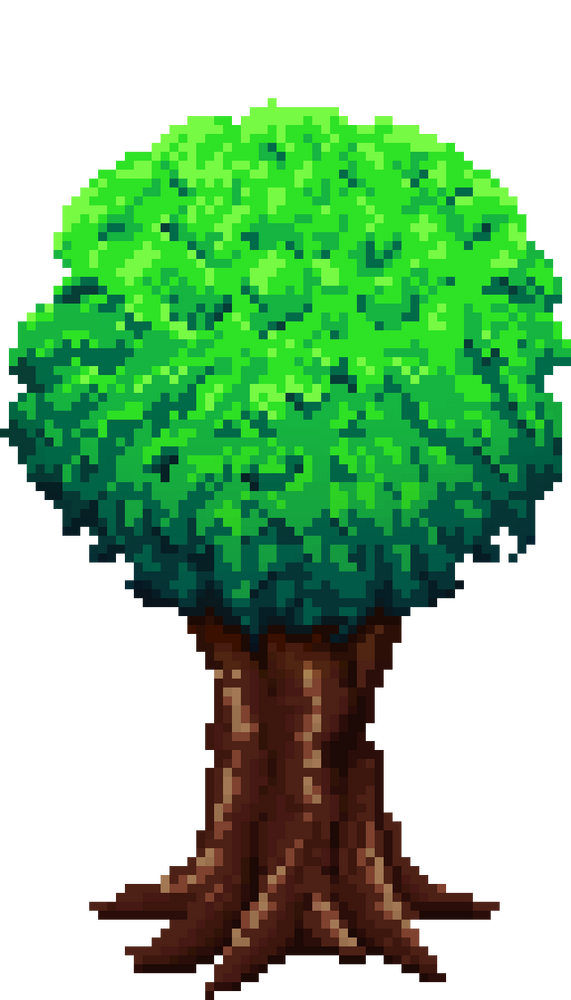 Pixelart 2 trees (big, small) (color +B&W) by GottderFrucht