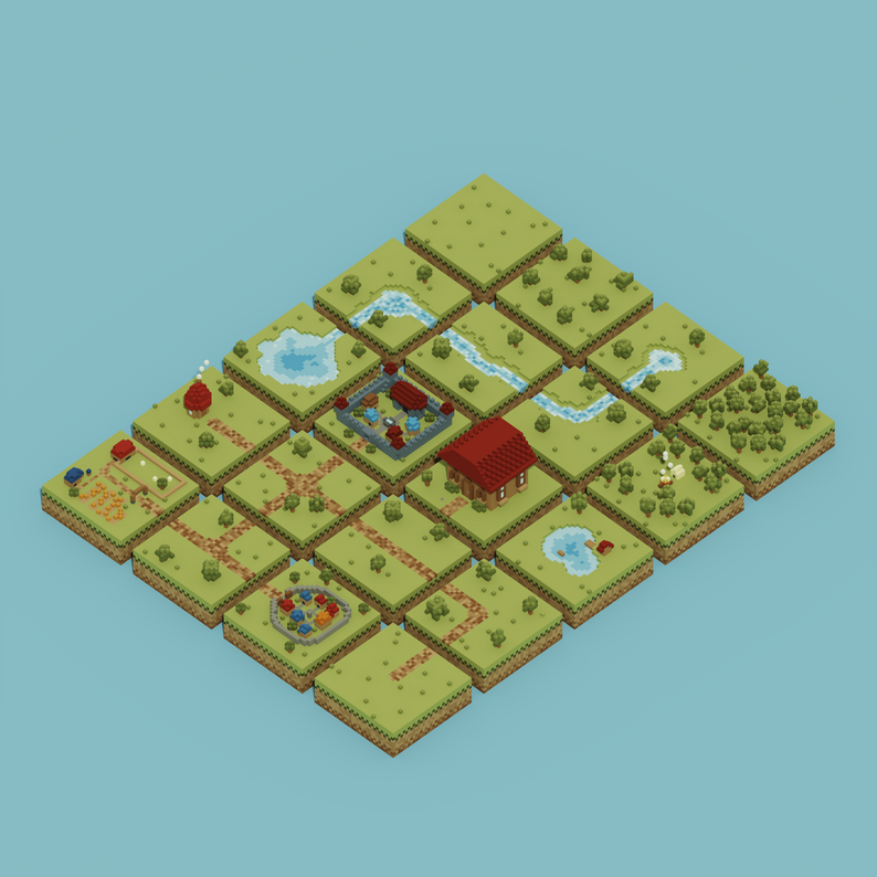 3D Overworld Tileset by MariaIsMe