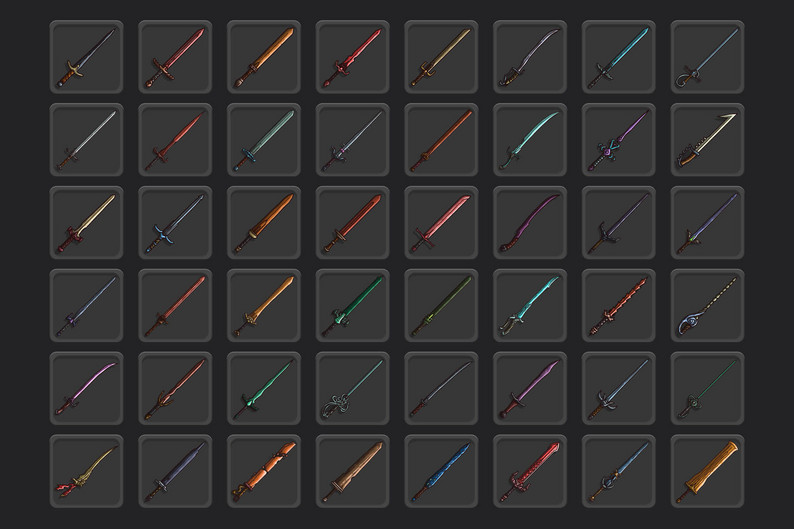 Sword RPG Icons by Free Game Assets (GUI, Sprite, Tilesets)