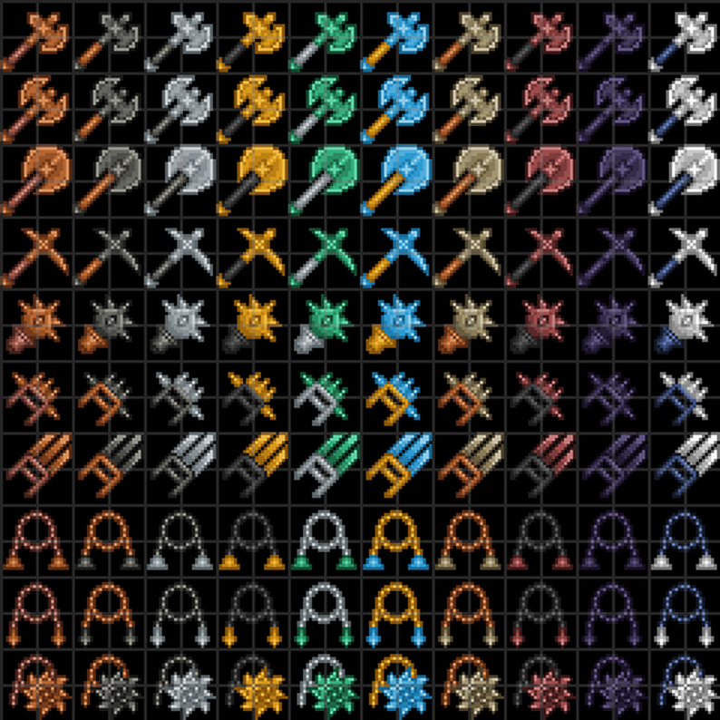 Pixel Art Icons – Ultimate Weapon Bundle – 24×24 by Frank's Unhinged