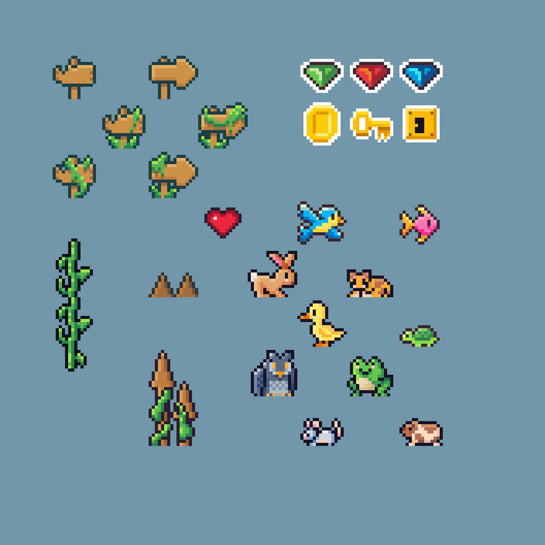 Forest Tileset 3 Pixel art Game Asset by MariaParraGames