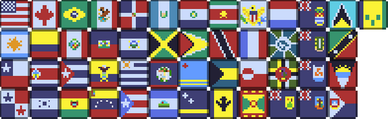 All Amarican flags pixel art 16x16 by lukasfdahl