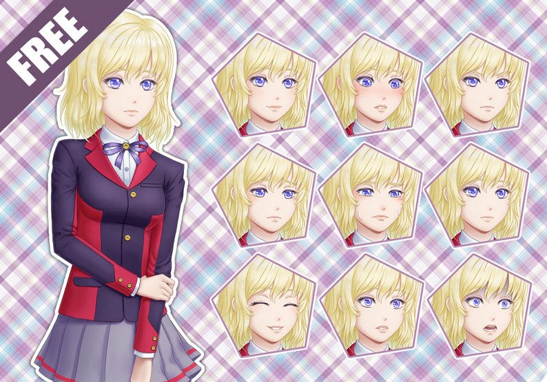 Visual Novel Female Character Sprite Asset #1 by Kate