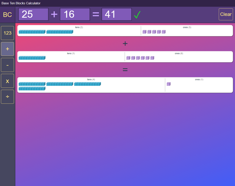 Base Ten Blocks Calculator by Parabol Ink