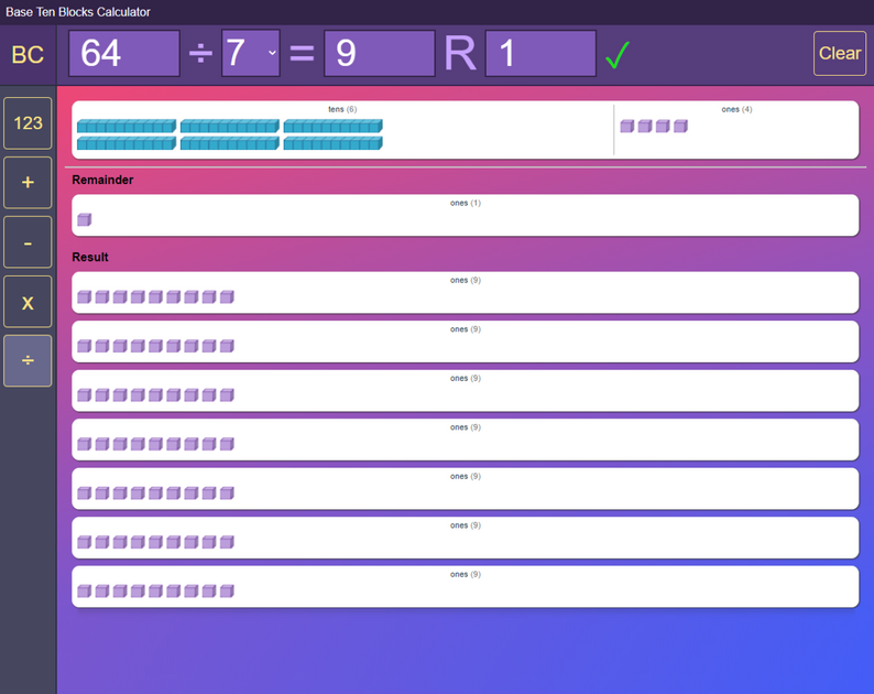 Base Ten Blocks Calculator by Parabol Ink