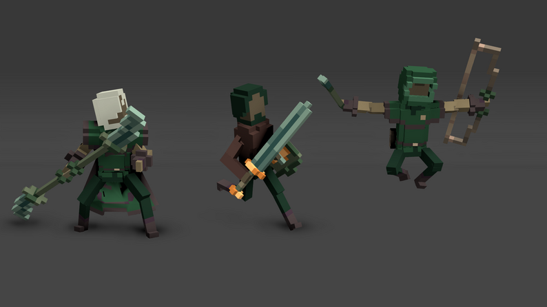 Voxel RPG Characters And Weapons - monogon by monogon