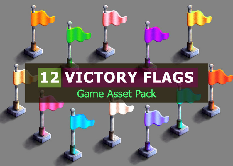 Set of 12 Victory flags Game asset by acmgame