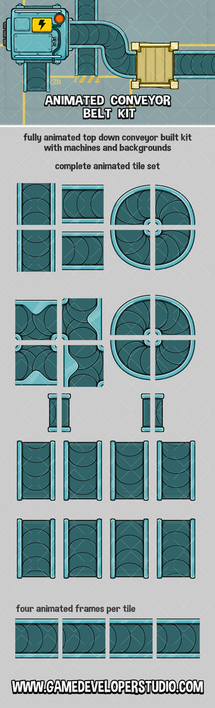 Conveyor belt game kit by Robert Brooks - gamedeveloperstudio.com