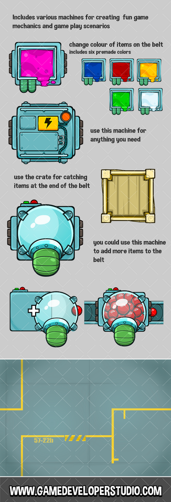 Conveyor belt game kit by Robert Brooks - gamedeveloperstudio.com