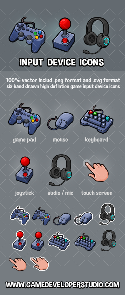 Input device icons by Robert Brooks - gamedeveloperstudio.com