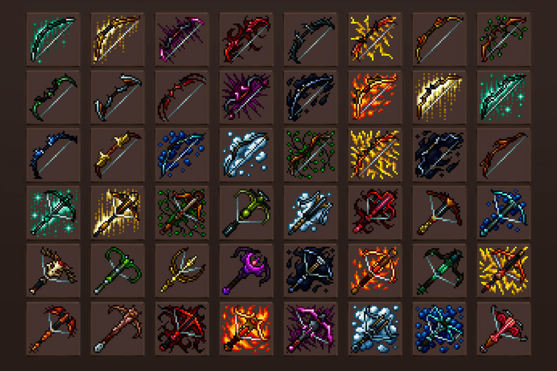 Free Bow and Crossbow Icons by Free Game Assets (GUI, Sprite, Tilesets)