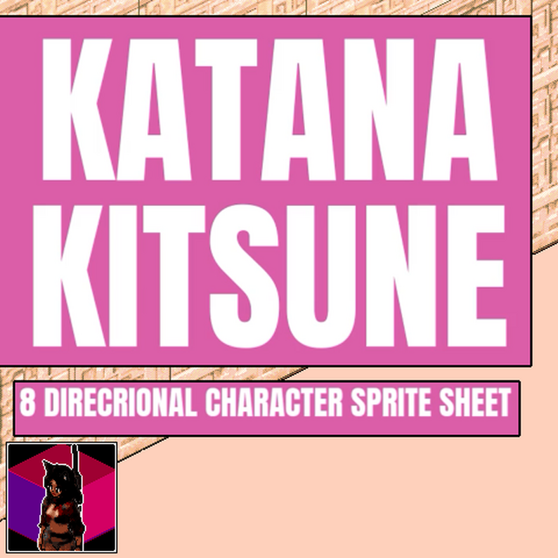 Katana Kitsune Isometric Sprite & 3D Model SRC by 9lives-K9