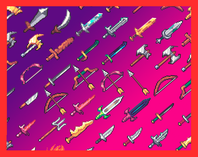 Pixel Weapons Icon Pack 32x32: Swords, Axes, Bows and More by Kazzter