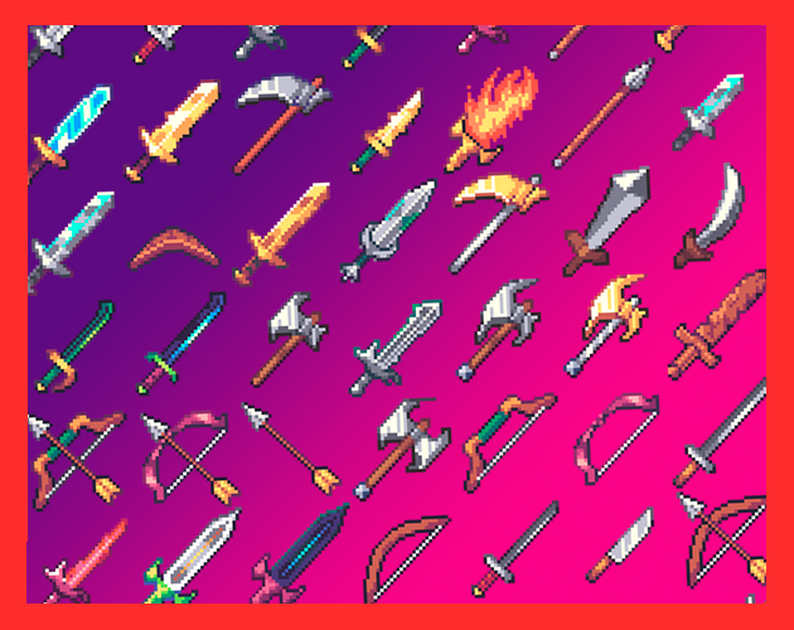 Pixel Weapons Icon Pack 32x32: Swords, Axes, Bows and More by Kazzter