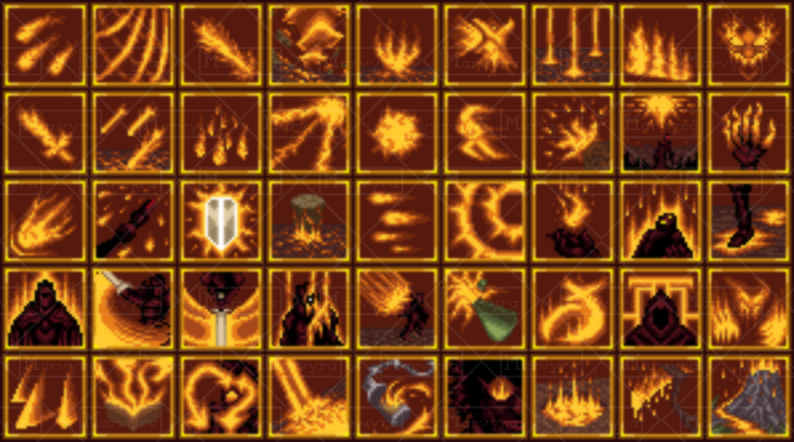 Unique Fantasy Fire Magic Icons [32x32] by Marvyra