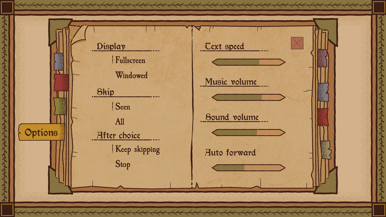 Fantasy Ren'py GUI template by Skolaztika