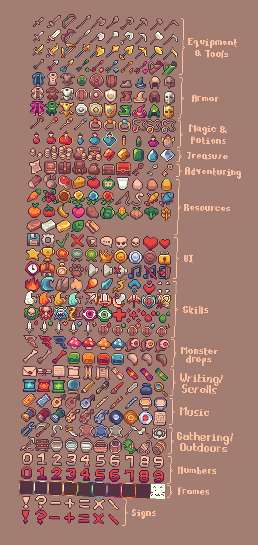 v2.1 - Gathering/Outdoors icons - RPG Icon pack by Franuka