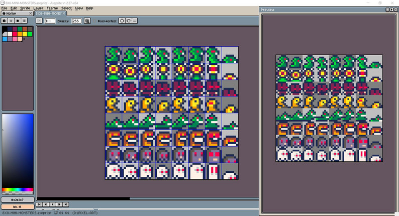 8x8 mini monsters - Pack 1 - PICO-8 palette by Ulises Freitas
