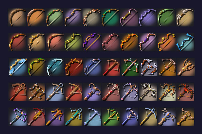 Bow and Crossbow Icons by Free Game Assets (GUI, Sprite, Tilesets)