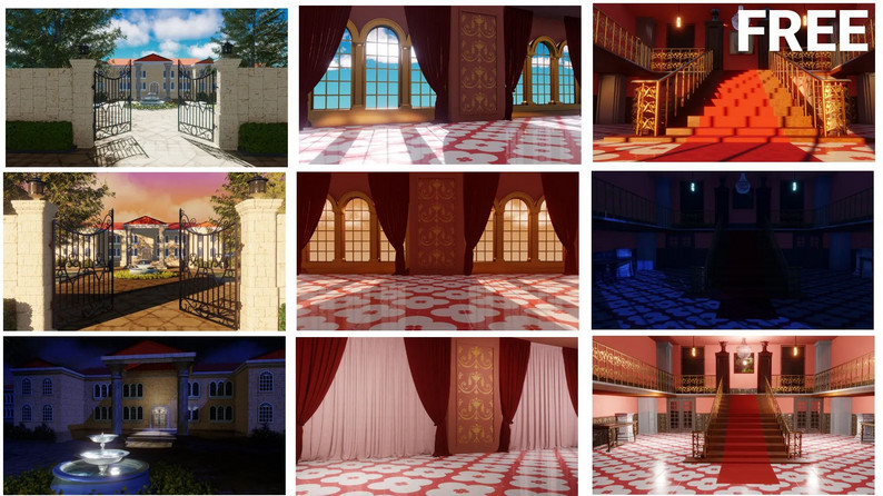 Free Visual Novel Backgrounds (Mansion Pack) by Potat0Master