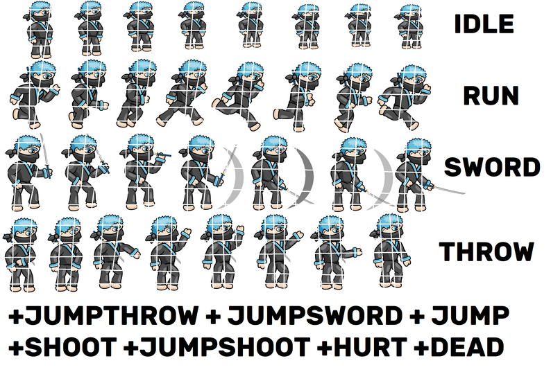 Ninja Character Sprite Sheet 2D by DaR7HVaD3R