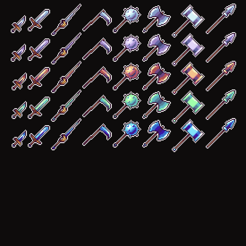 32x32 rpg weapons icons by antrixglow98