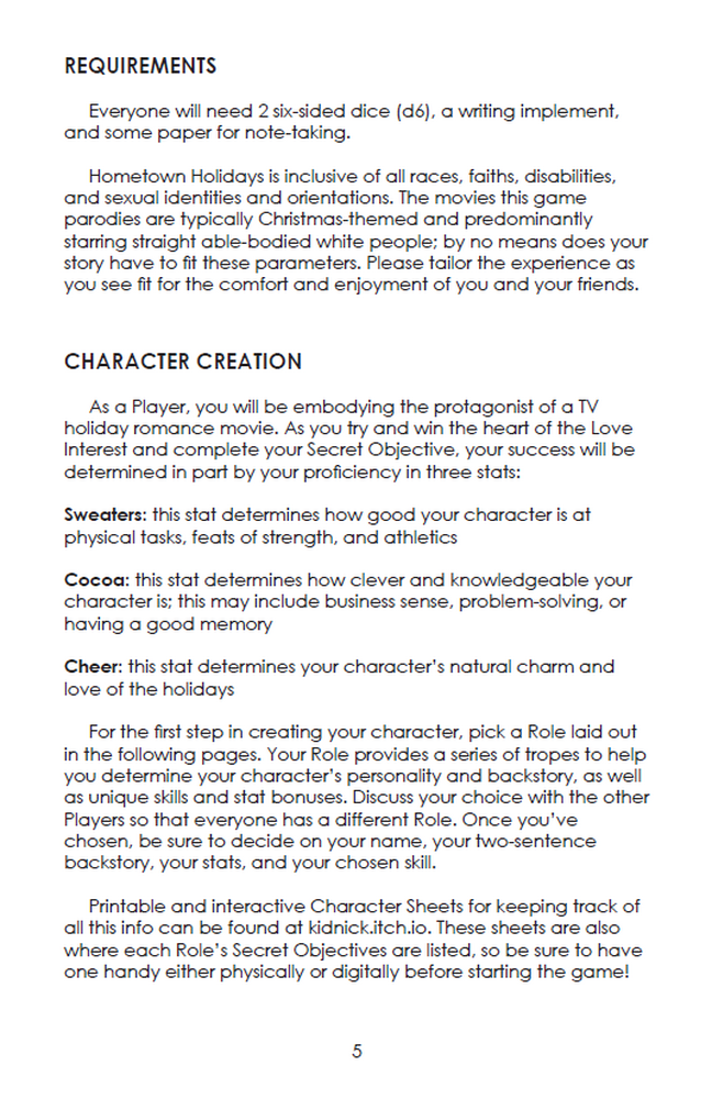 Hometown Holiday TTRPG by KidNick