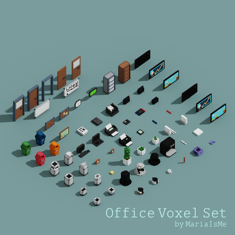3D Voxel Office Pack by MariaIsMe
