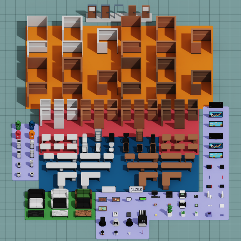 3D Voxel Office Pack by MariaIsMe