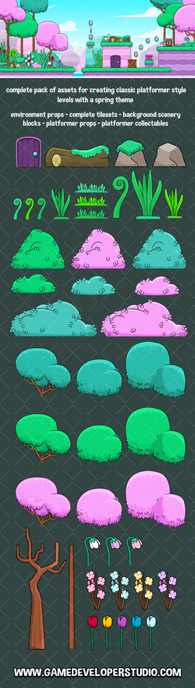 Spring themed game asset collection by Robert Brooks ...
