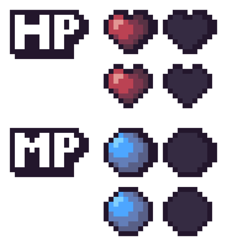 Pixel Heart and Mana UI by HochuPitsu