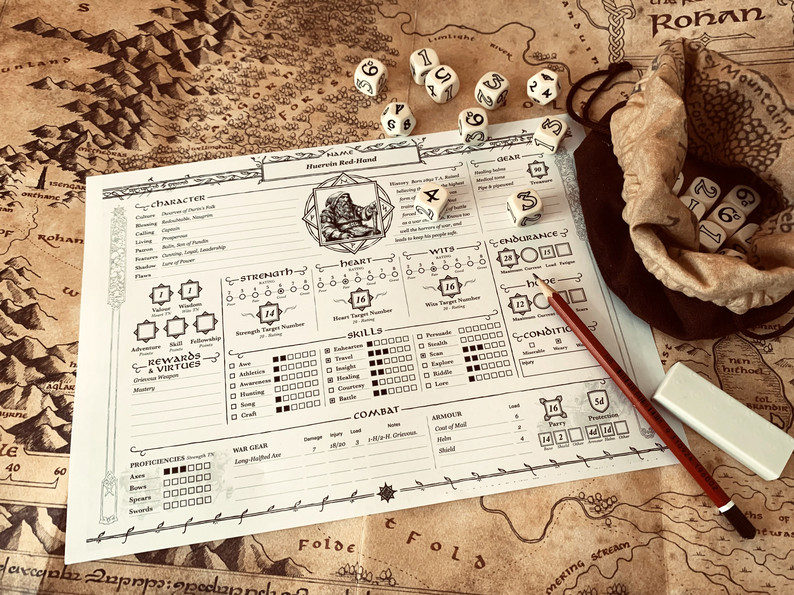 The One Ring 2nd Edition RPG Custom Character Sheet by Jez Gordon