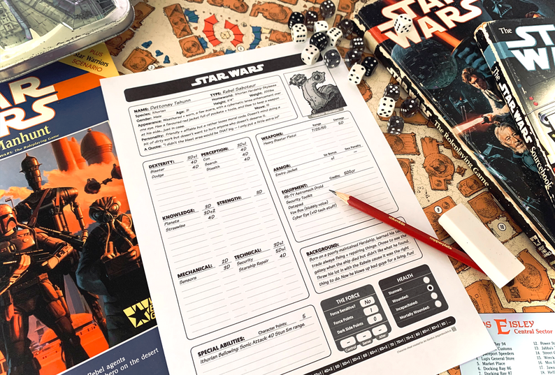 Star Wars D6 RPG Custom Character Sheet by Jez Gordon