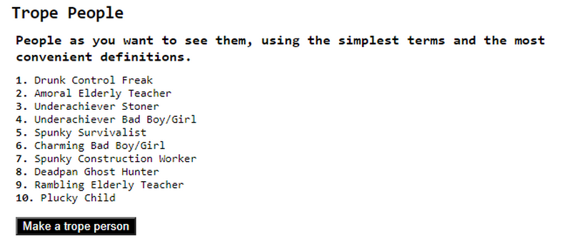 Trope Generator by Live Real Press