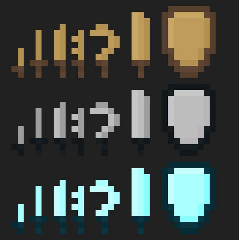 16x16 Weapons Pack (Swords and shields) by Wow_Games_Created