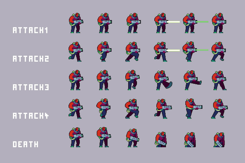 Lab Bosses Sprite Sheet by Free Game Assets (GUI, Sprite, Tilesets)