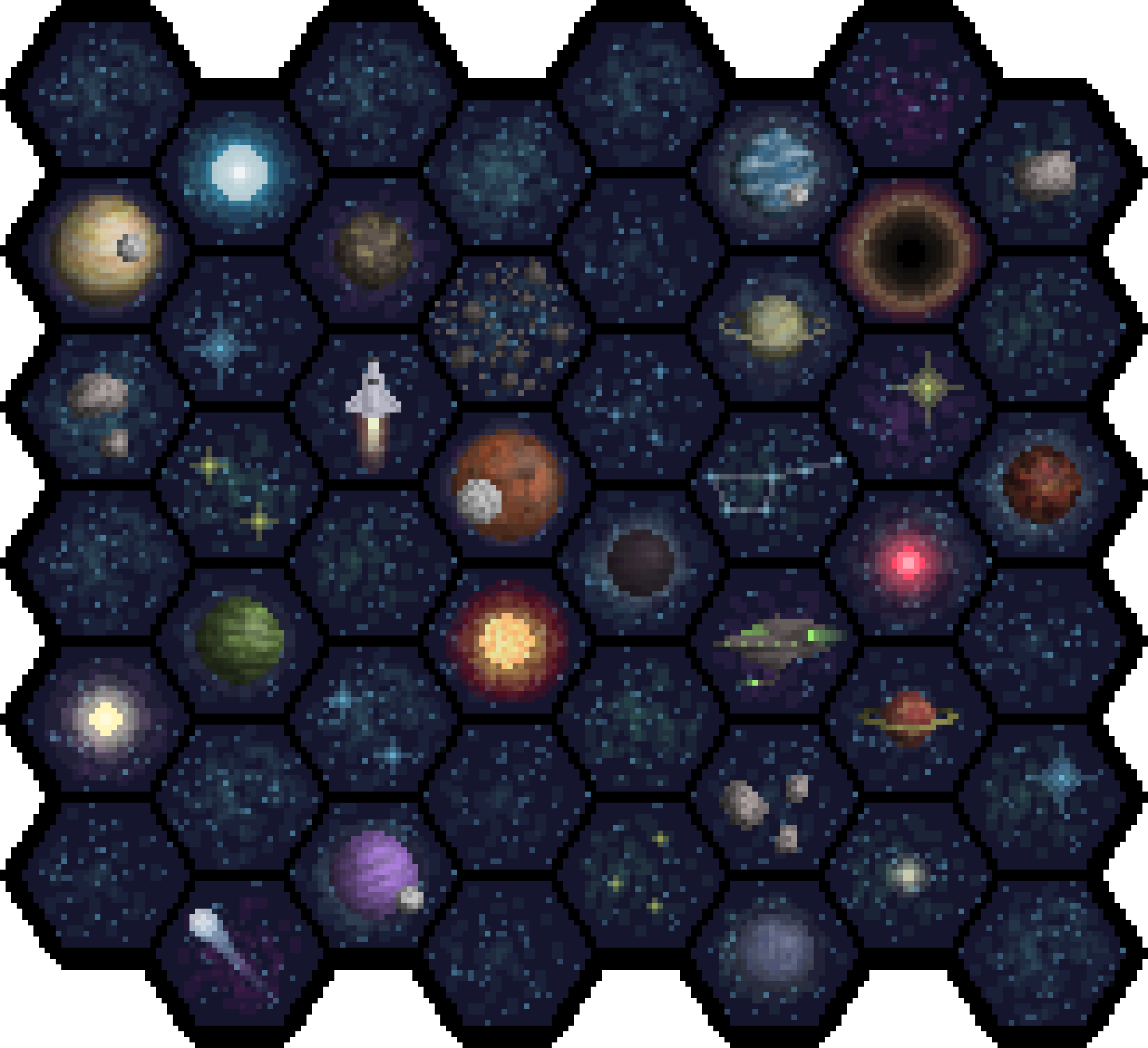 Space Hex Tile Set By Gray