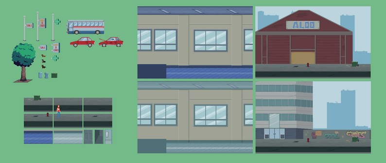 Urban - Pixelart Tileset & Sprites - 64x128 by Marito945