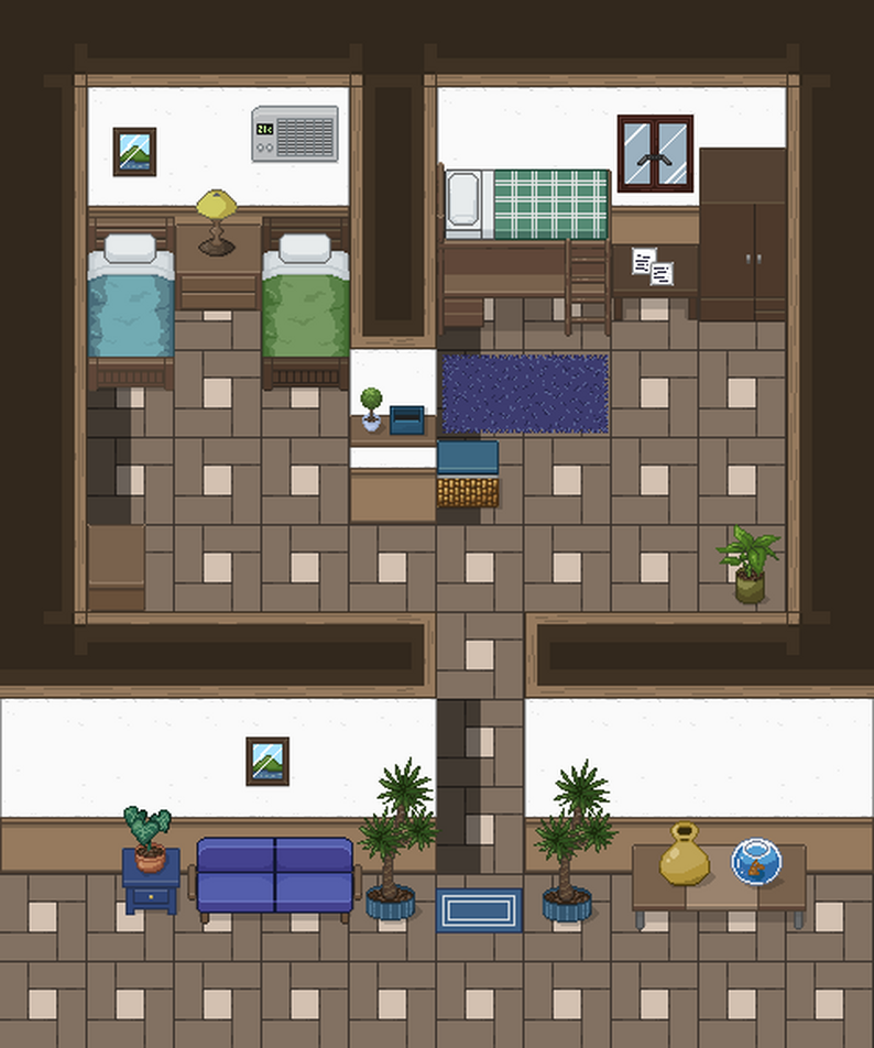 Bedroom Tileset by YukiCrimson